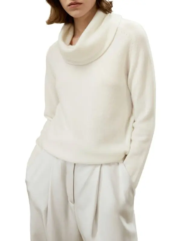 Lilysilk Cashmere Cowl Neck Sweater - White