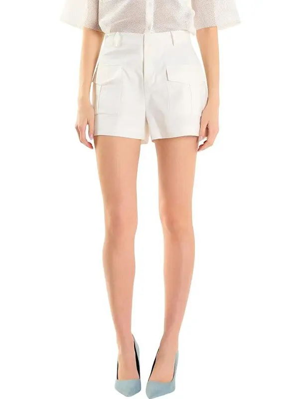 Endless Rose Flap Pocket High-waist Shorts - White