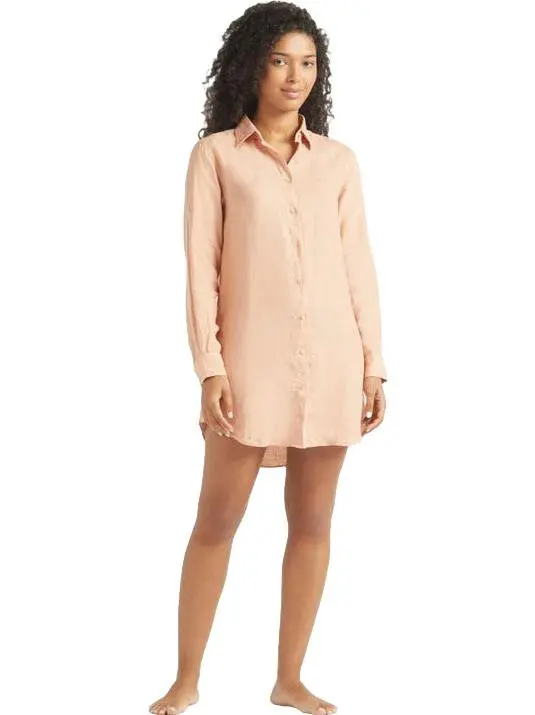 Vilebrequin Solid Linen Shirt Dress - Blush