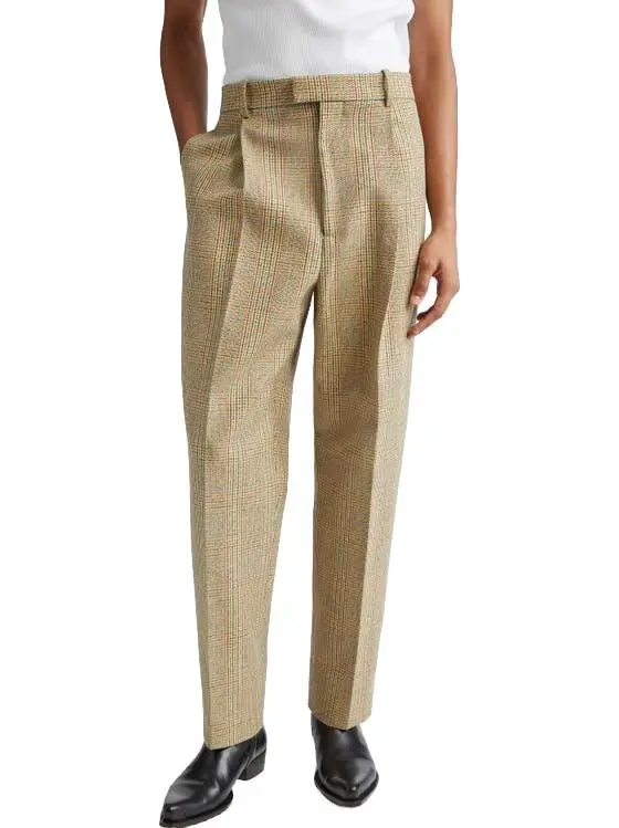 Bottega Veneta Prince Of Wales Plaid Wool-blend Pants - 1487 Beige/ Yellow/ Blue