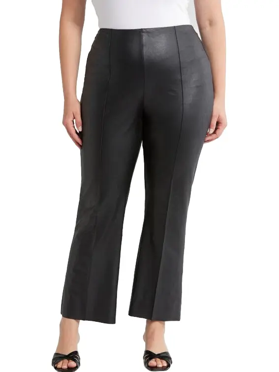 Lyssé Foiled Faux Leather Flare Pants - Black