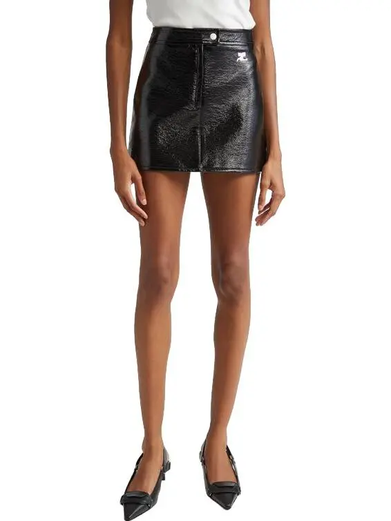 COURREGES Reedition Faux Leather Miniskirt - Black