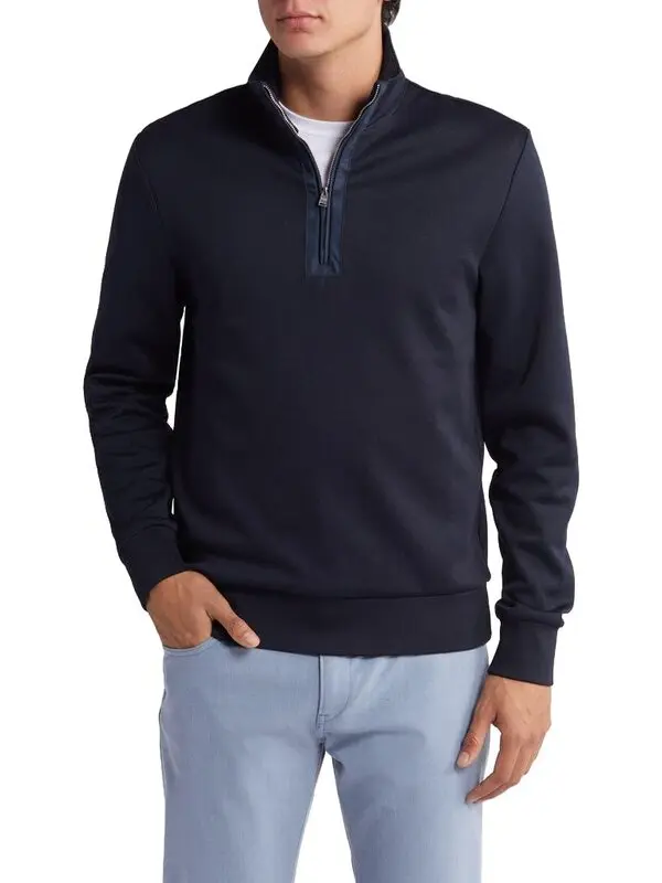 Hugo Boss Sidney Quarter Zip Pullover - Dark Blue
