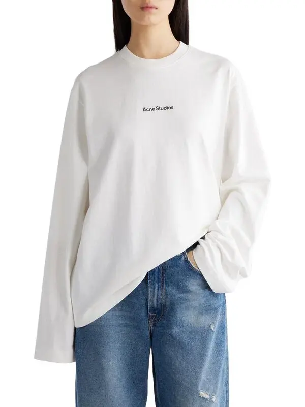 Acne Studios Edden Oversize Organic Cotton Logo Graphic T-shirt - Optic White