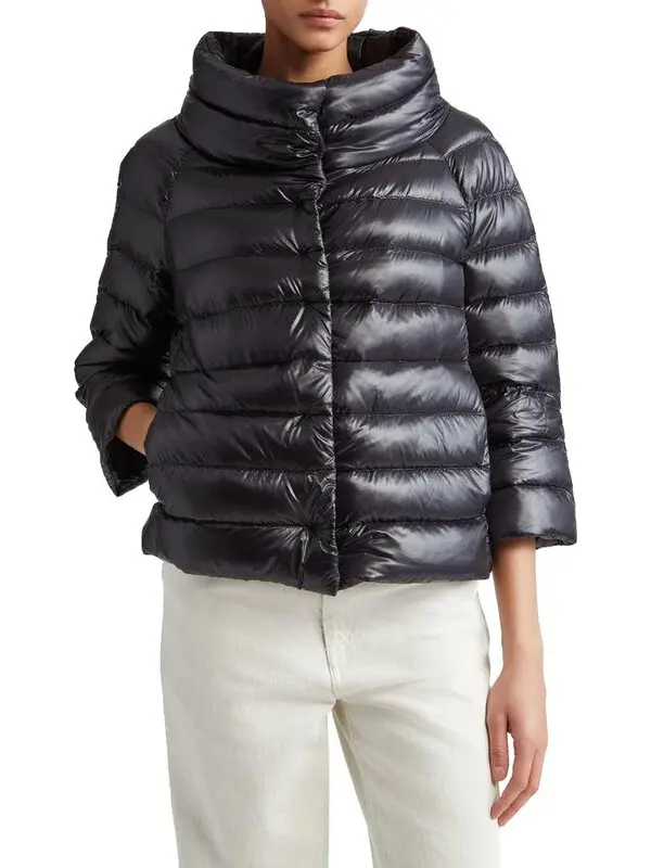 Herno Sofia Iconic Crop Puffer Jacket - Black