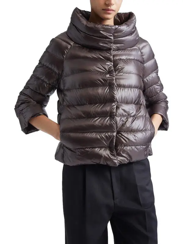 Herno Sofia Iconic Crop Puffer Jacket - Chocolate