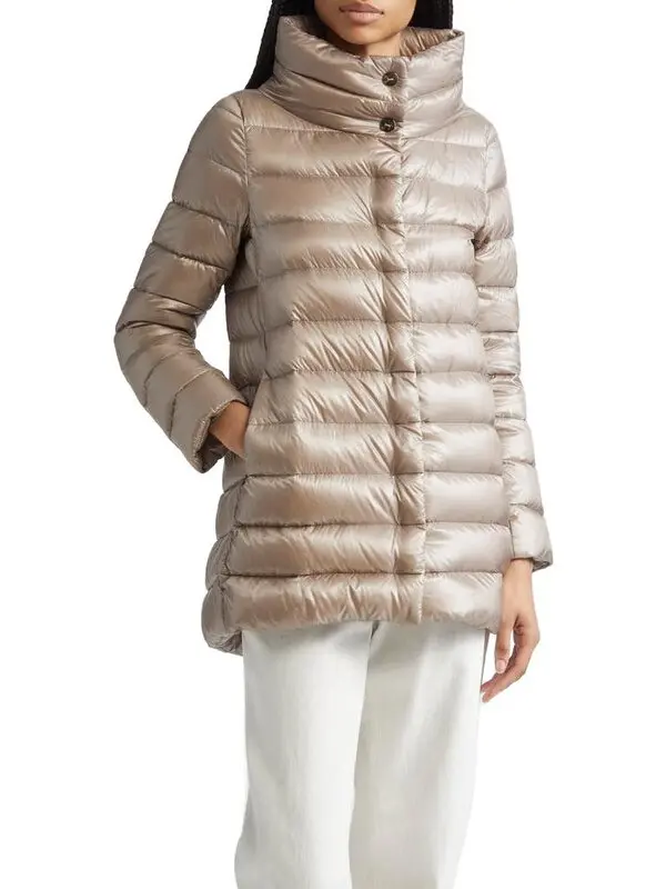 Herno Amelia Water Resistant High-low Down Jacket - Tortora