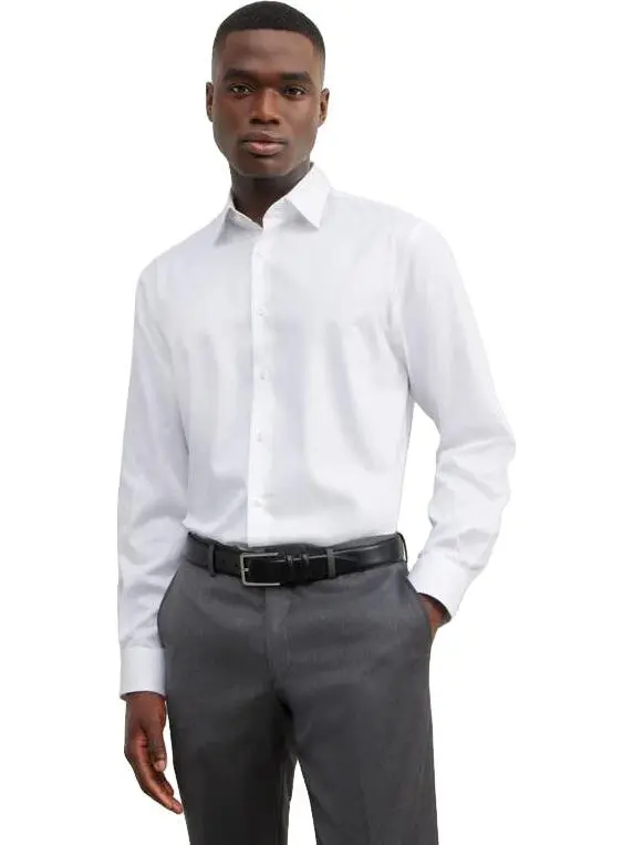 Nordstrom Traditional Fit Solid Herringone Dress Shirt - White Herringbone
