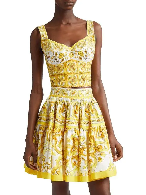 Dolce & Gabbana Majolica Print Corset Top - Hg3tn Mix Maiolica Giallo