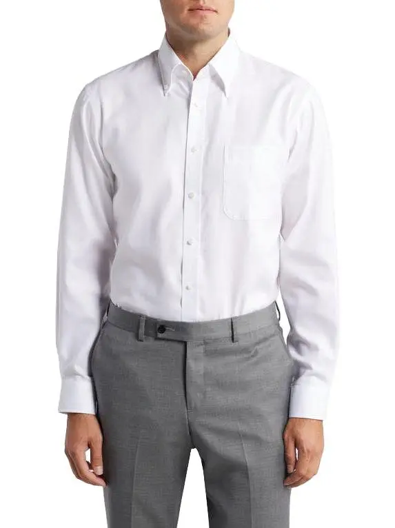 Nordstrom Traditional Fit Cotton Oxford Non-iron Dress Shirt - White Royal Oxford