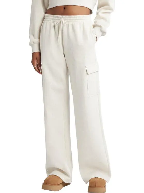 Bp. Baggy Wide-leg Cargo Sweatpants - Beige Oatmeal Light Heather