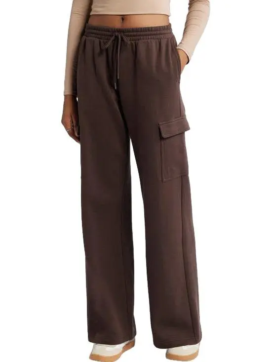Bp. Baggy Wide-leg Cargo Sweatpants - Brown Coffee