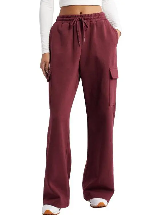 Bp. Baggy Wide-leg Cargo Sweatpants - Burgundy Tannin