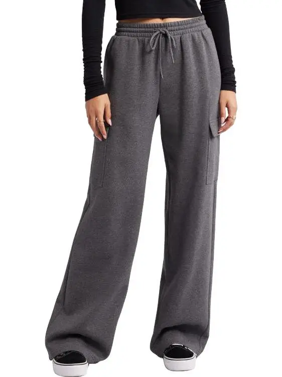 Bp. Baggy Wide-leg Cargo Sweatpants - Grey Medium Charcoal Htr