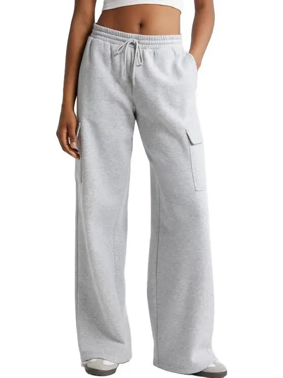 Bp. Baggy Wide-leg Cargo Sweatpants - Grey Soft Heather