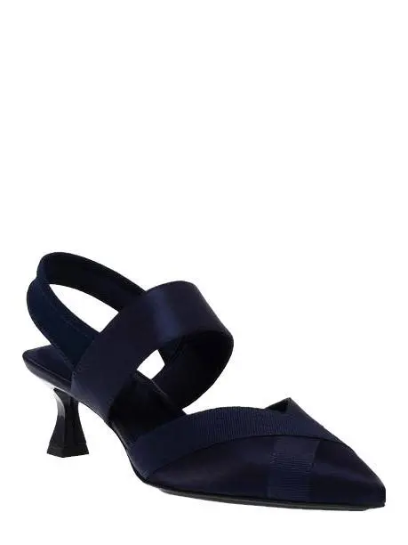 Anne Klein Ireland Kitten Heel Pumps - Navy Fabric