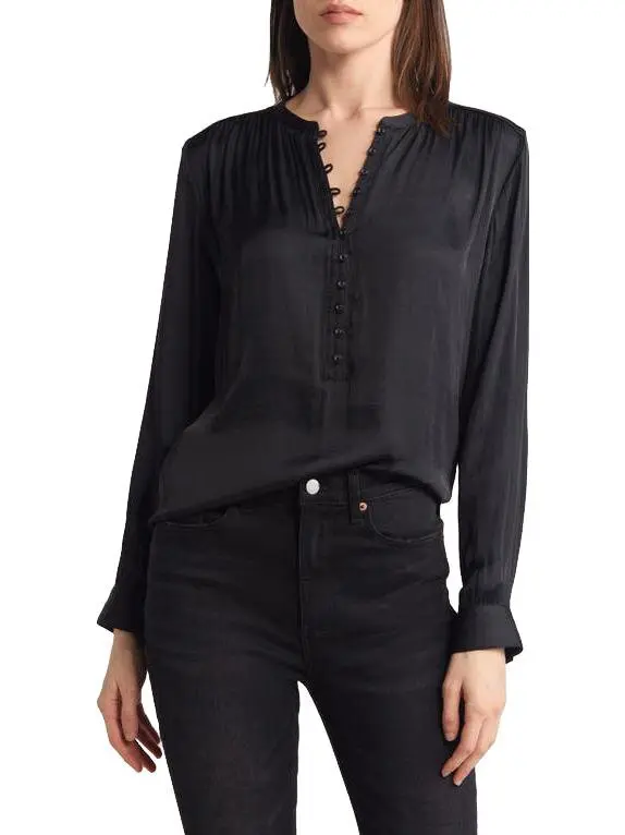 Treasure & Bond Drapey Long Sleeve Top - Black