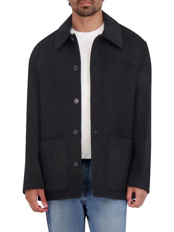 Cole Haan Wool Blend Shirt Jacket - Black