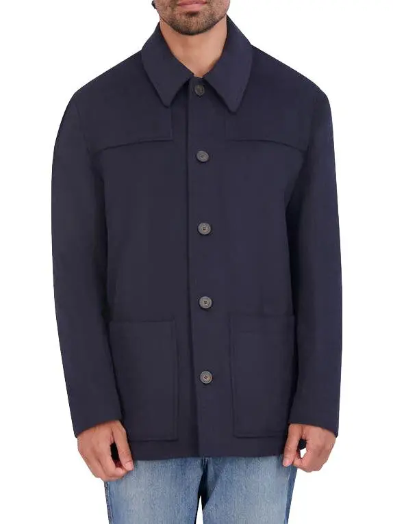 Cole Haan Wool Blend Shirt Jacket - Navy