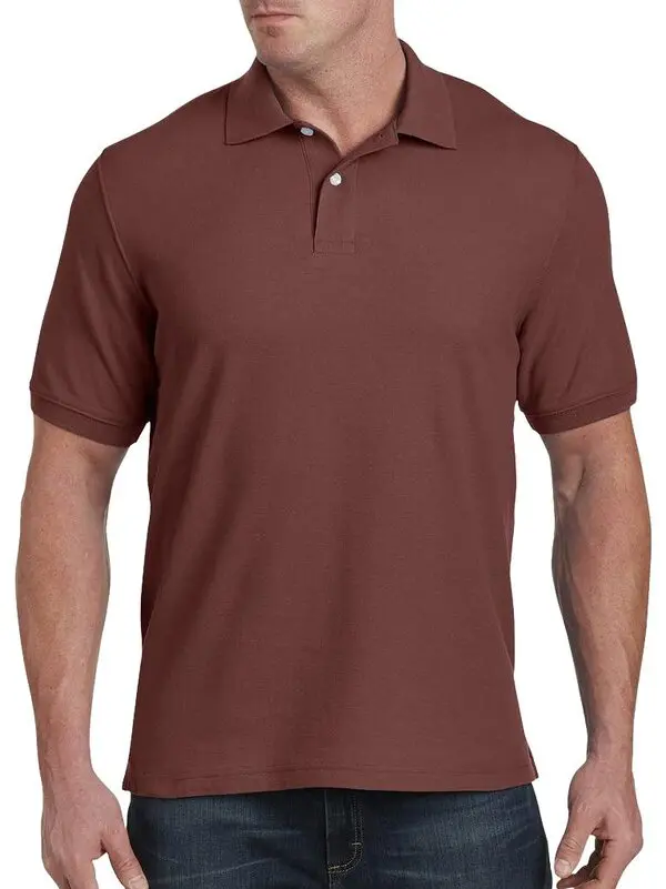 HARBOR BAY BY DXL Big & Tall Piqué Polo Shirt - Bitter Chocolate