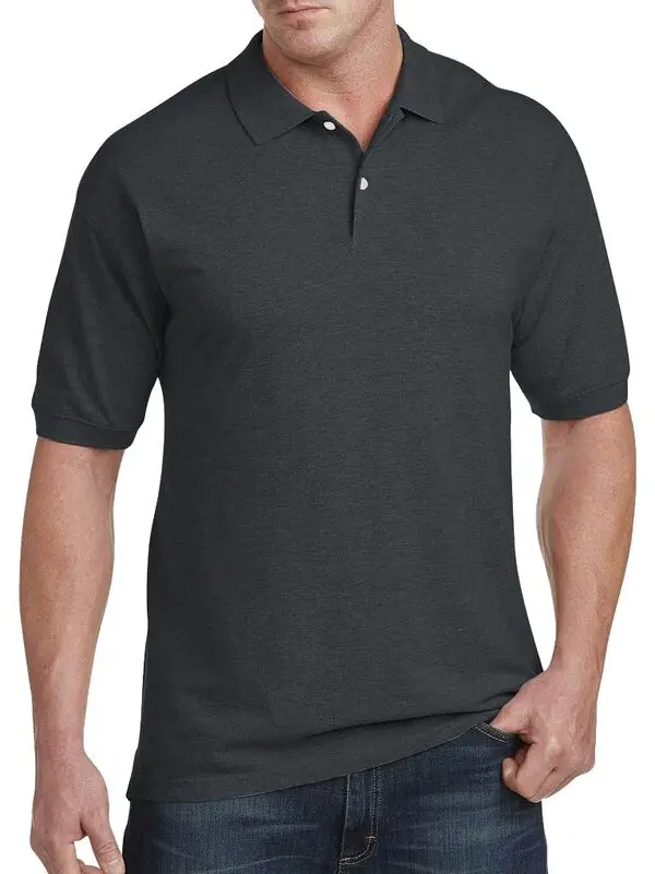 HARBOR BAY BY DXL Big & Tall Piqué Polo Shirt - Black