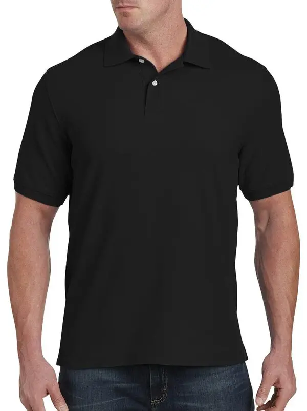 HARBOR BAY BY DXL Tall Piqué Polo Shirt - Black