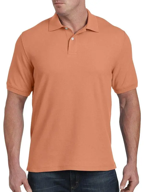 HARBOR BAY BY DXL Big & Tall Piqué Polo Shirt - Copper Tan