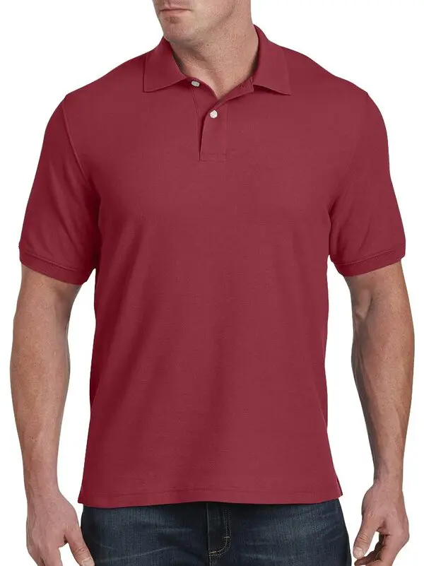 HARBOR BAY BY DXL Tall Piqué Polo Shirt - Deep Claret
