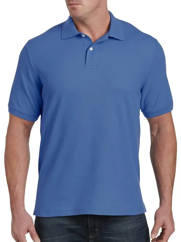 HARBOR BAY BY DXL Big & Tall Piqué Polo Shirt - Dutch Blue