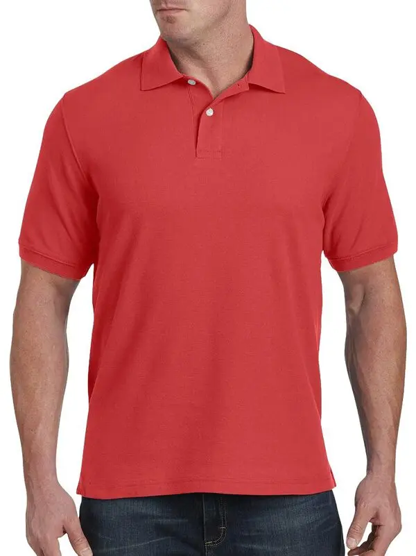 HARBOR BAY BY DXL Tall Piqué Polo Shirt - Fiery Red