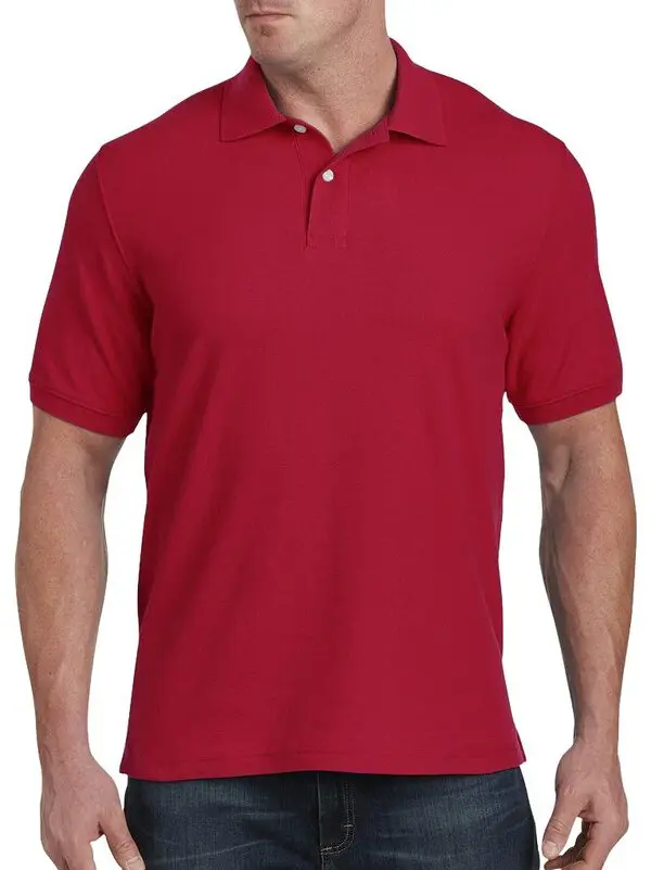 HARBOR BAY BY DXL Big & Tall Piqué Polo Shirt - Fuchsia Fedora