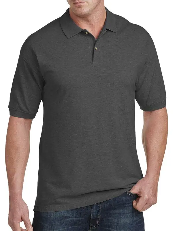 HARBOR BAY BY DXL Big & Tall Piqué Polo Shirt - Granite Heather