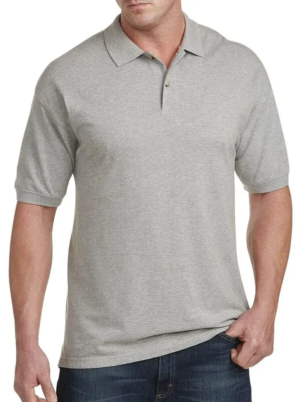 HARBOR BAY BY DXL Piqué Polo Shirt - Grey Heather