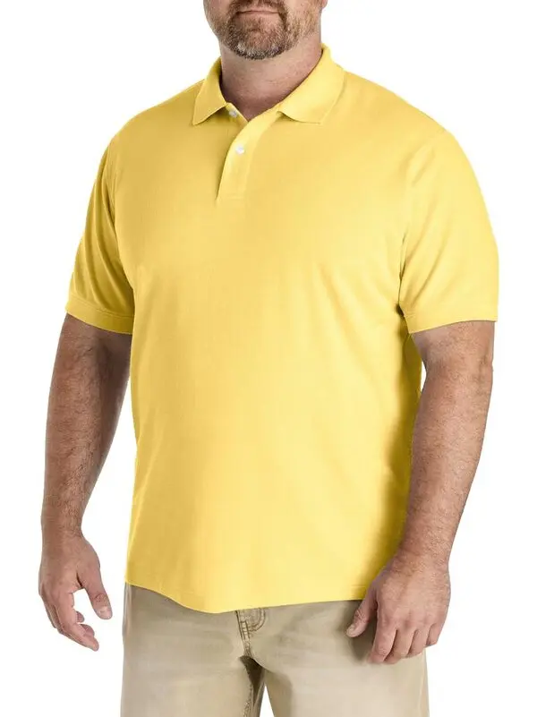 HARBOR BAY BY DXL Big & Tall Piqué Polo Shirt - Lemon Drop
