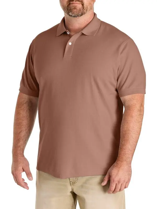 HARBOR BAY BY DXL Tall Piqué Polo Shirt - Mocha Mousse