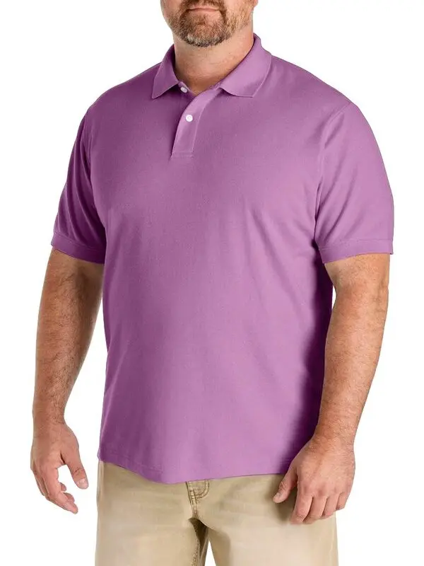 HARBOR BAY BY DXL Tall Piqué Polo Shirt - Mulberry Heather