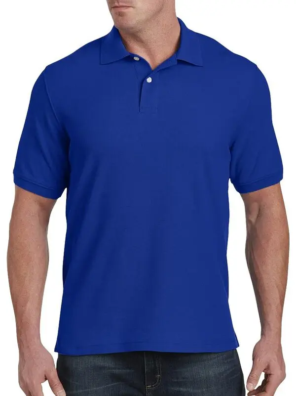 HARBOR BAY BY DXL Big & Tall Piqué Polo Shirt - Nautical Blue