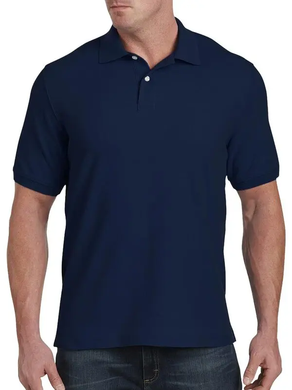 HARBOR BAY BY DXL Big & Tall Piqué Polo Shirt - Navy