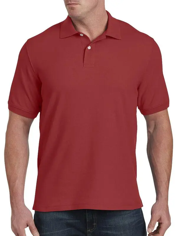 HARBOR BAY BY DXL Tall Piqué Polo Shirt - Red Dhalia