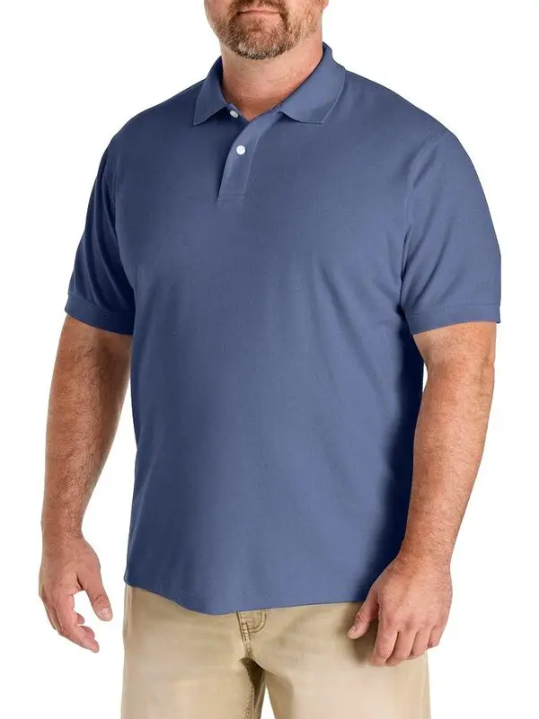 HARBOR BAY BY DXL Tall Piqué Polo Shirt - Regal Blue Heather