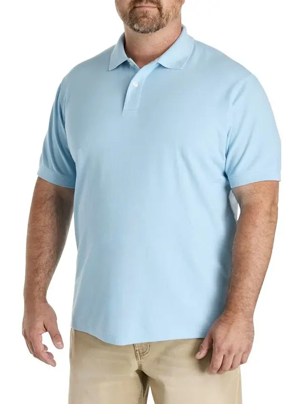 HARBOR BAY BY DXL Big & Tall Piqué Polo Shirt - Sky Blue