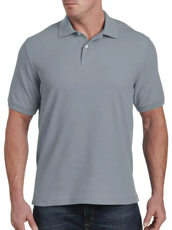 HARBOR BAY BY DXL Tall Piqué Polo Shirt - Smoked Pearl Heather