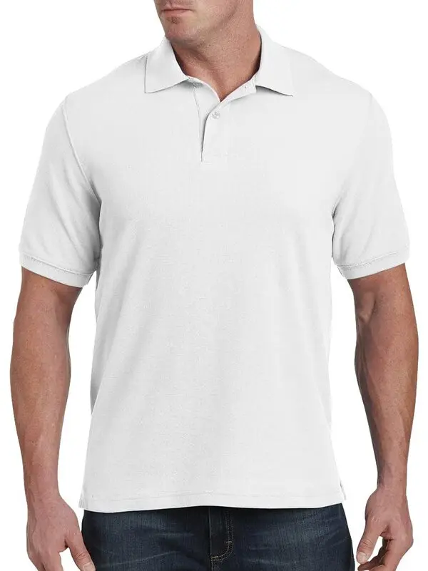 HARBOR BAY BY DXL Big & Tall Piqué Polo Shirt - White