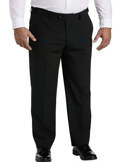 OAK HILL BY DXL Xdmy Big & Tall Perfect Fit Flat-front Suit Pants With Waist-relaxer - Charcoal