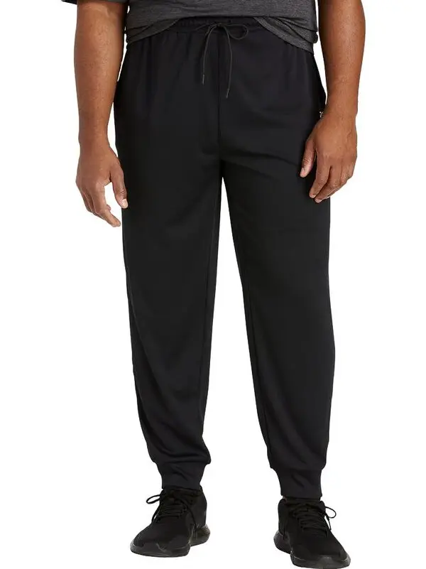 REEBOK Big & Tall Performance Double-knit Ribbed-hem Joggers - Black
