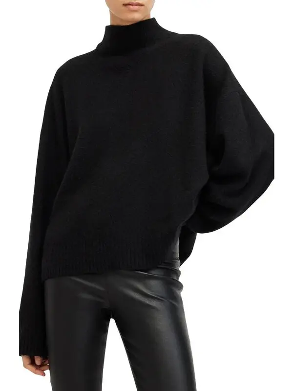 ALLSAINTS Asha Oversize Mock Neck Sweater - Black