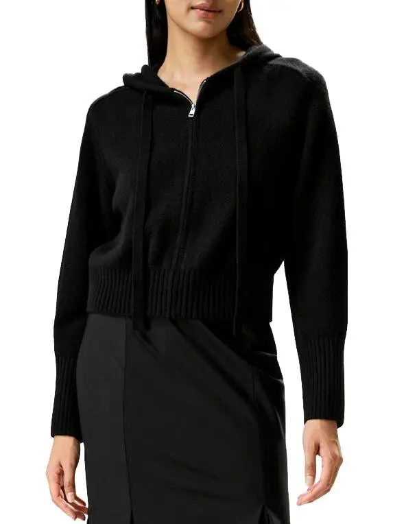 Lilysilk Wool Cashmere Zip-up Hoodie - Black
