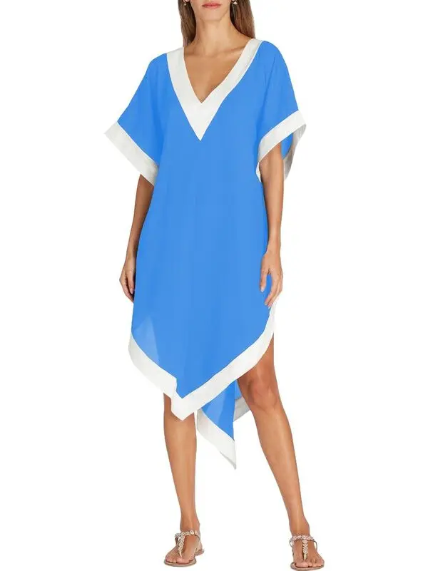 VALIMARE High-low Crepe De Chine Cover-up Dress - Blue