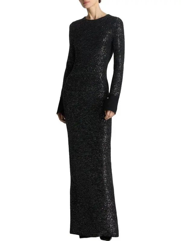 St. John Iridescent Sequin Knit Gown - Black Multi