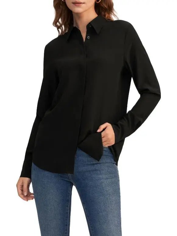 Lilysilk Classic Comfort Silk Shirt - Black